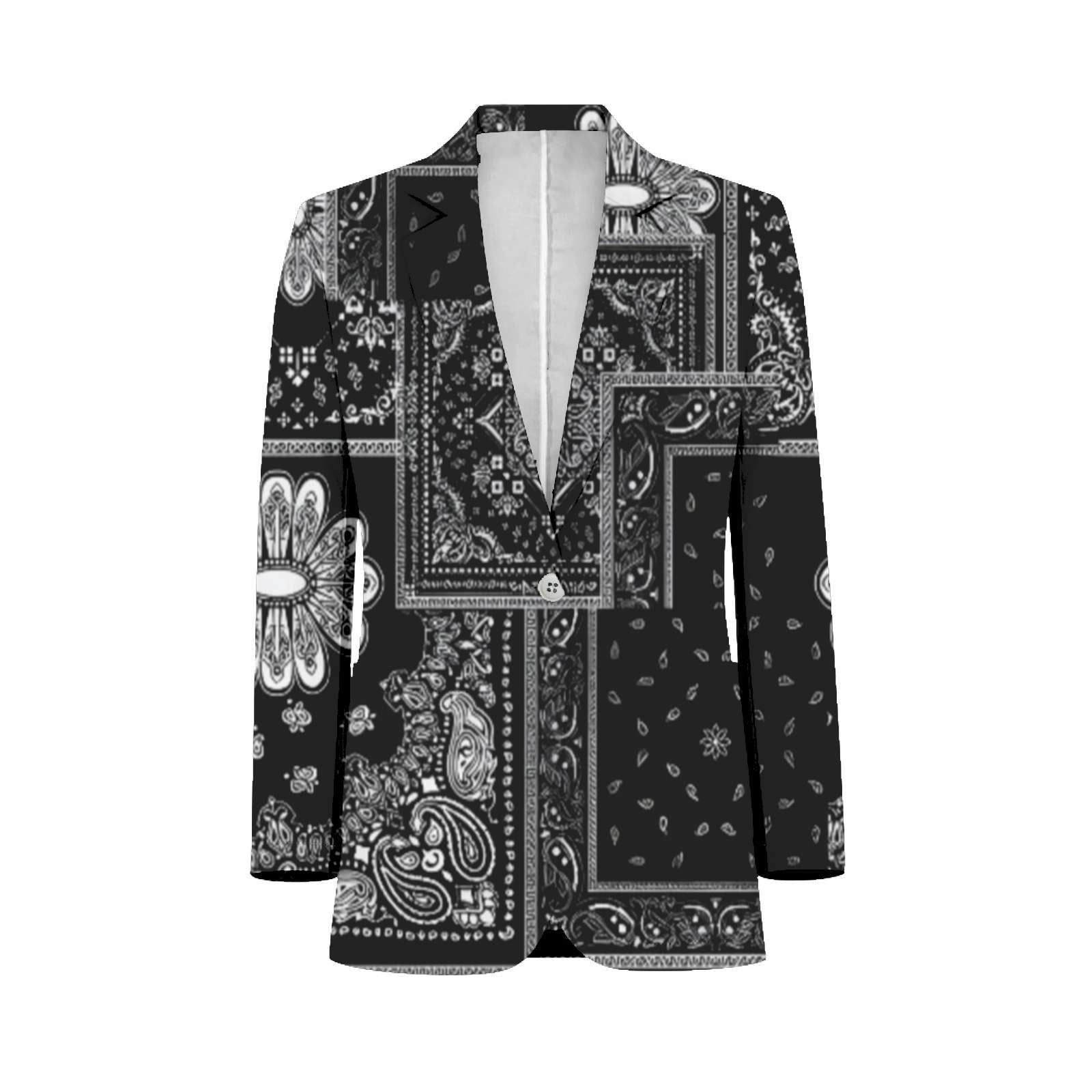 Black Paisley Floral Bandana Print Customized Men's Suits full man ...