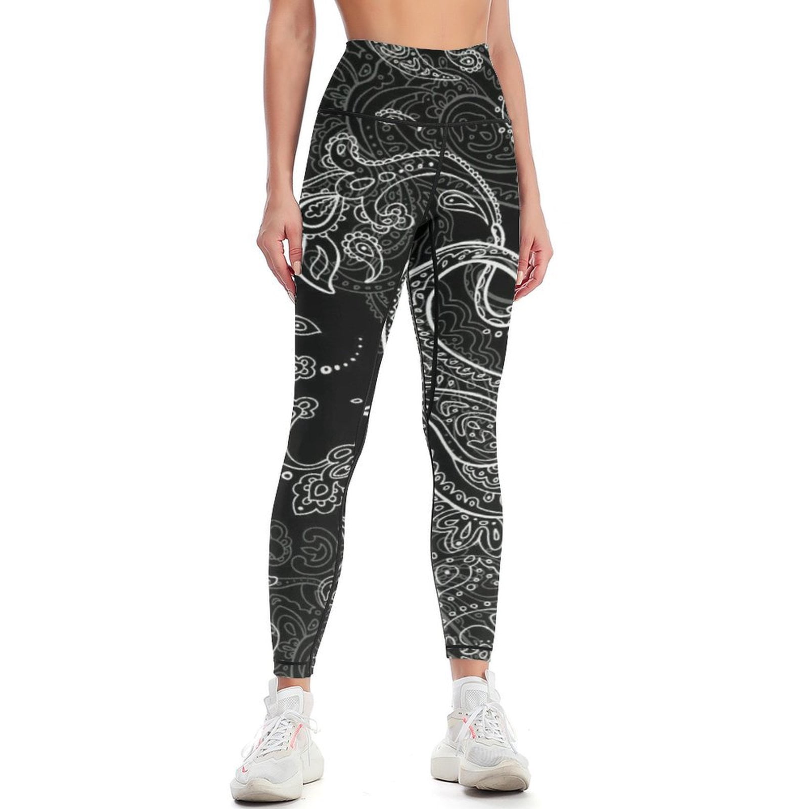 Black Paisley Pattern Leggings Pants Sport Active Wear Legings for ...
