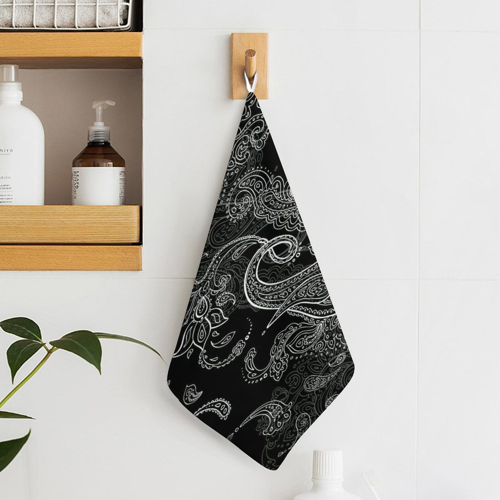 Black Paisley Pattern Towels for Bathroom, Kitchen, Gym, Towels, Soft ...