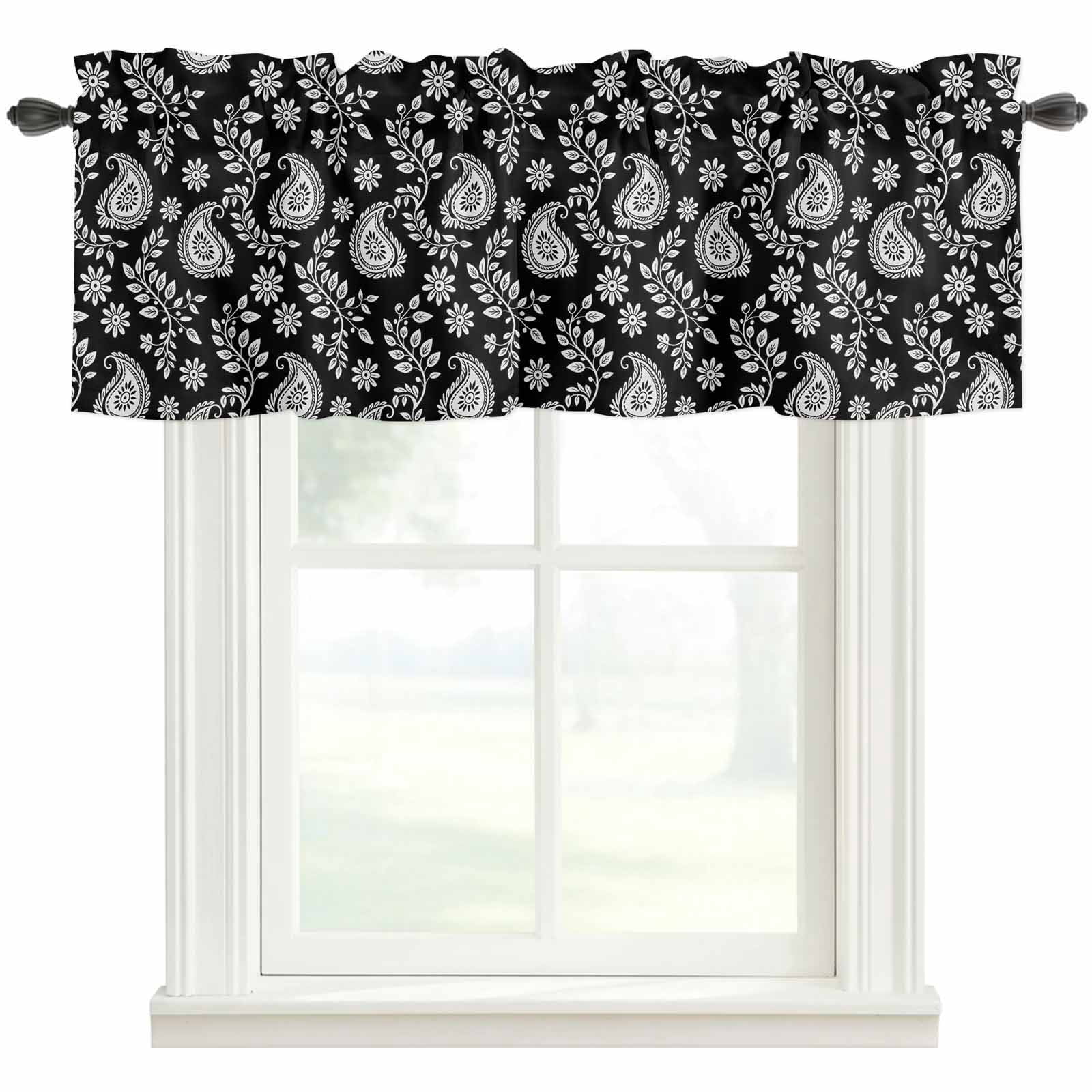 Black Paisley Valances for Windows Farmhouse Kitchen Curtains Valances ...