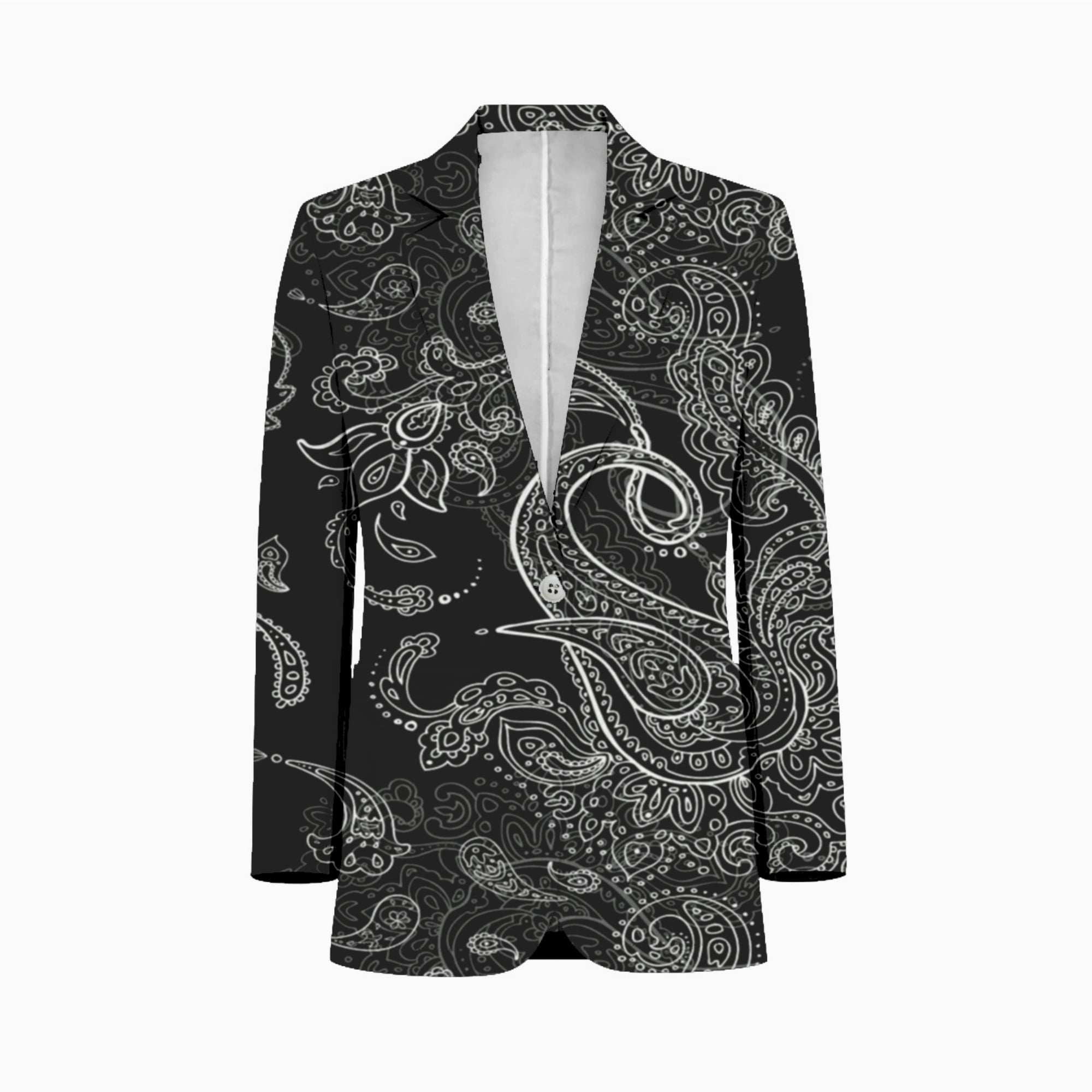 Black Paisley pattern Mens Suits Shawl Collar Slim Fit Suit Mens Groom ...