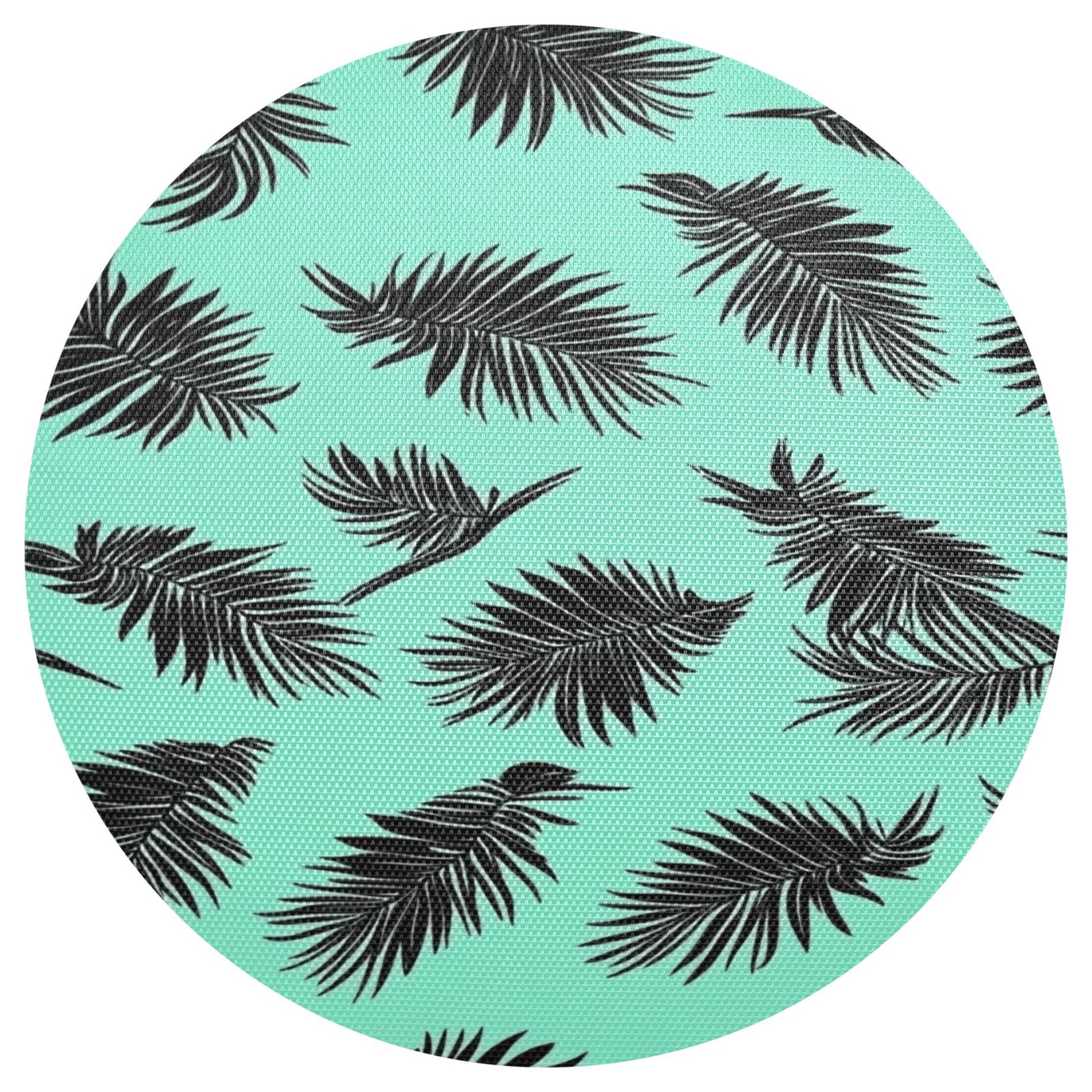 Black Palm Leaf Print 4-Piece 15.4in Heat-Proof PVC Plate Mats, Easy ...