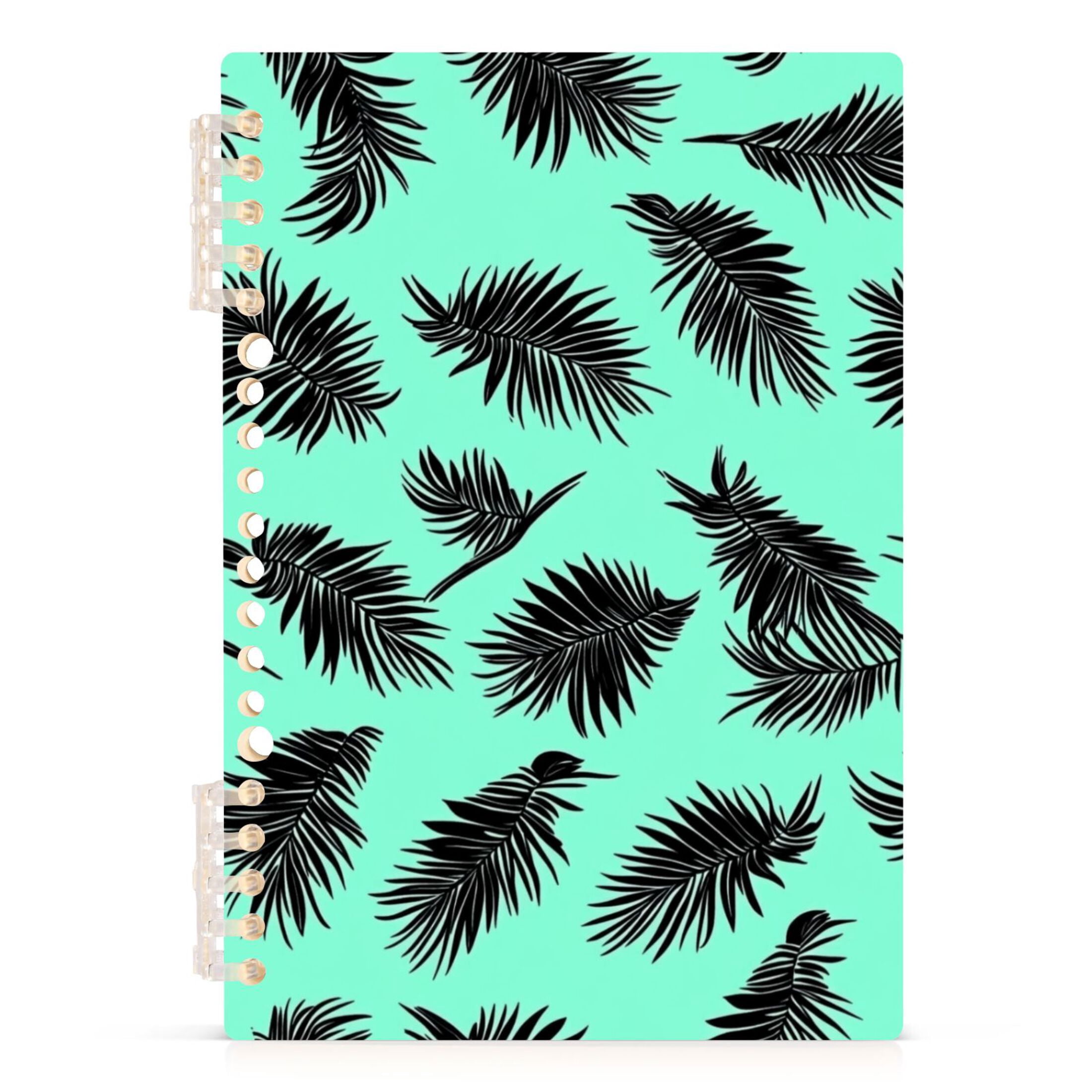 Black Palm Leaf Print A5 8.3x5.7in PP Notebook, Adjustable Rings, 60 ...