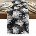 Black Palm Leaves Coastal Table Runner Summer Tropical Botanical Boho ...