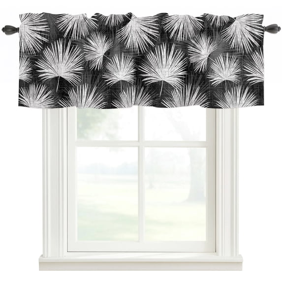 Black Palm Leaves Coastal Valances for Windows Farmhouse Kitchen ...