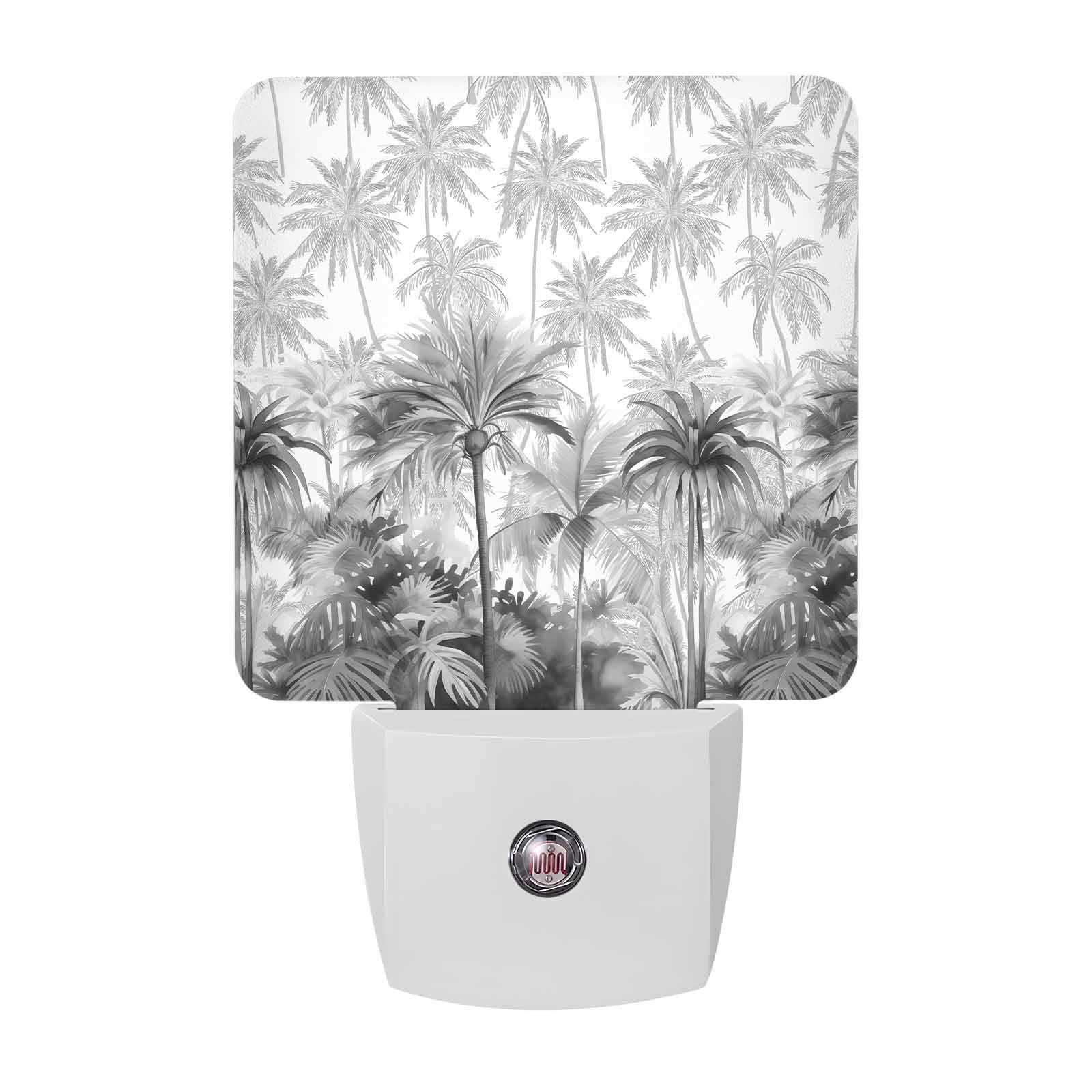 Black Palm Leaves Plug-in LED Night Lights Green Tropical Plant Auto ...
