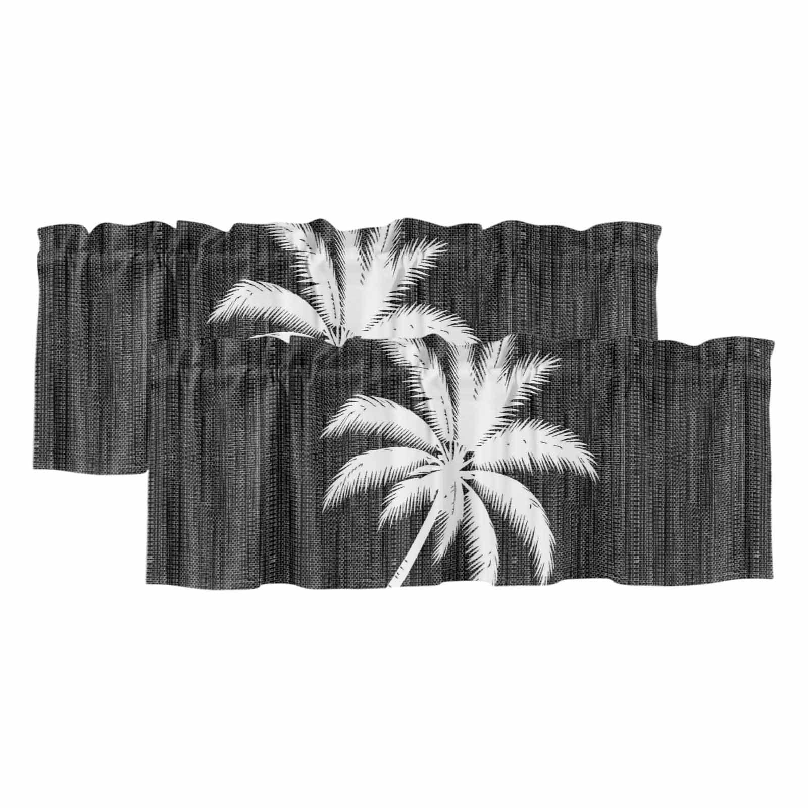Black Palm Tree 2 Panels Kitchen Valance, Summer Country Vintage ...