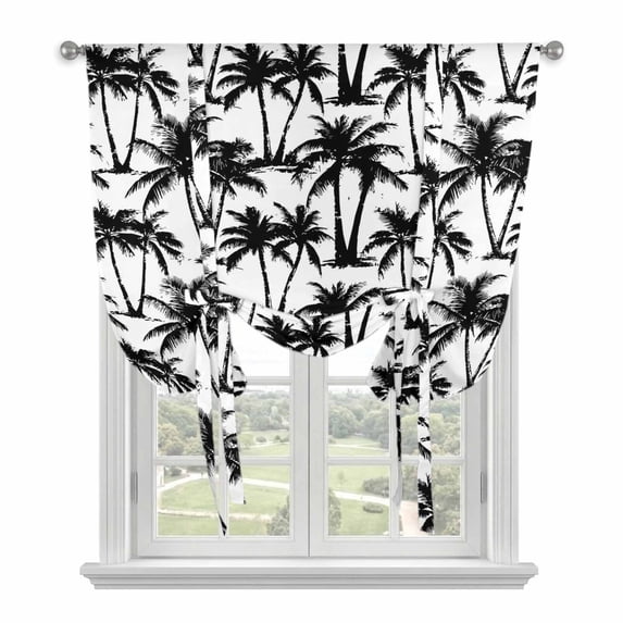 Black Palm Tree Tie Up Curtains for Window, Thermal Insulated Balloon ...
