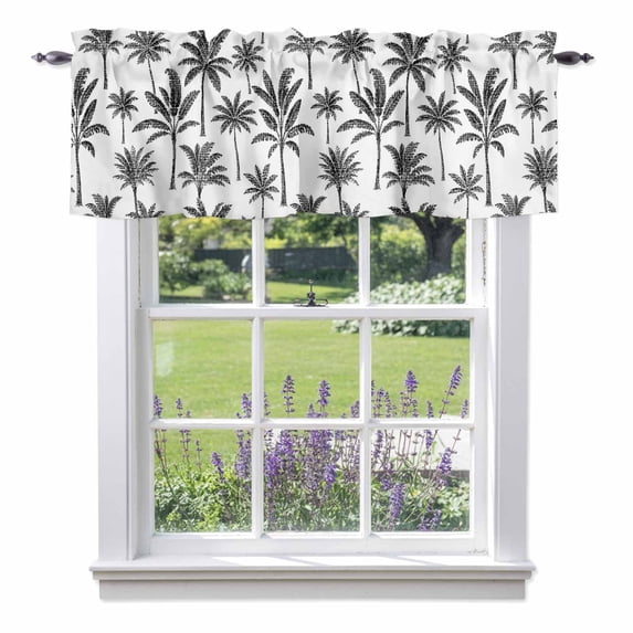 Black Palm Tree Valance Curtain 1 Panel, Summer Tropical Country ...