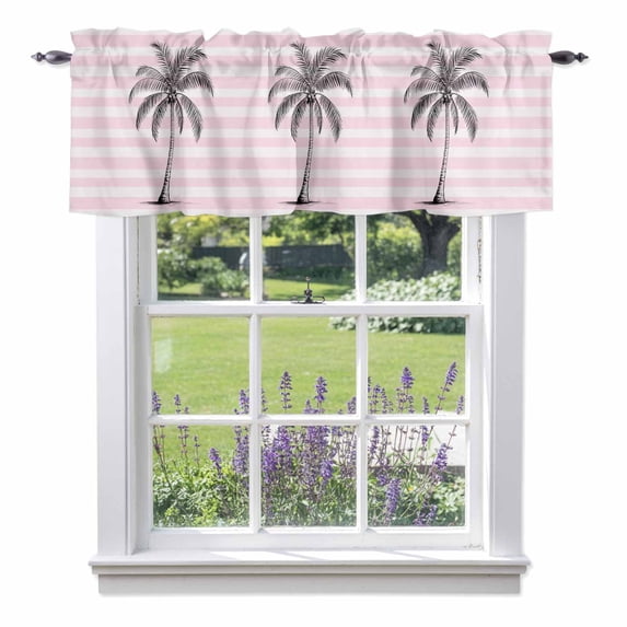Black Palm Tree Valance Curtains for Windows, Boho Summer Tropical Tree ...