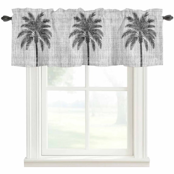 Black Palm Tree Valances for Windows Farmhouse Kitchen Curtains ...