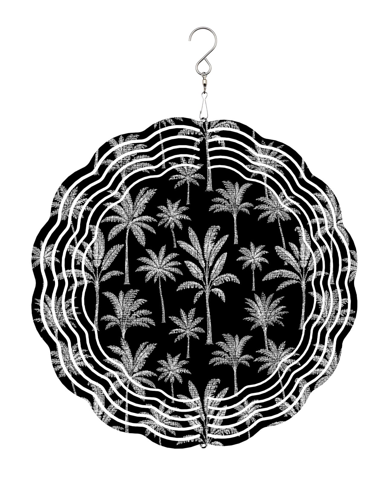 Black Palm Tree Wind Spinner for Garden Yard 10In, Summer Tropical ...