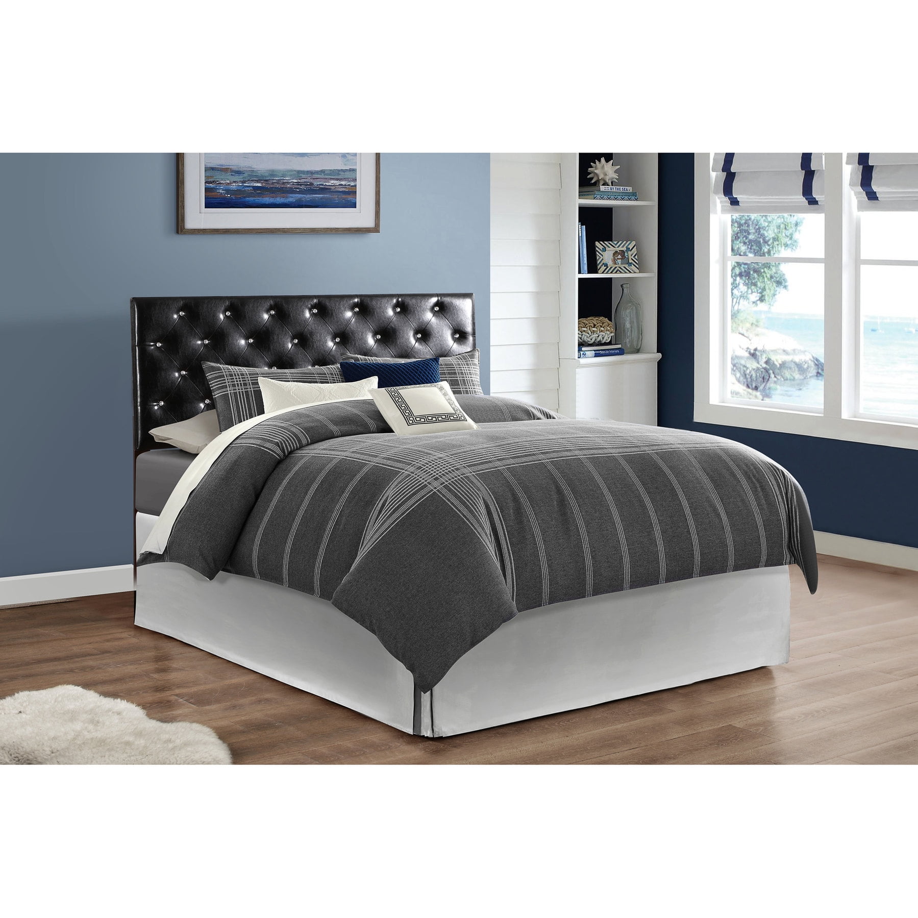 Black Panel with Faux Leather - Height Adaptable for Mattresses ...