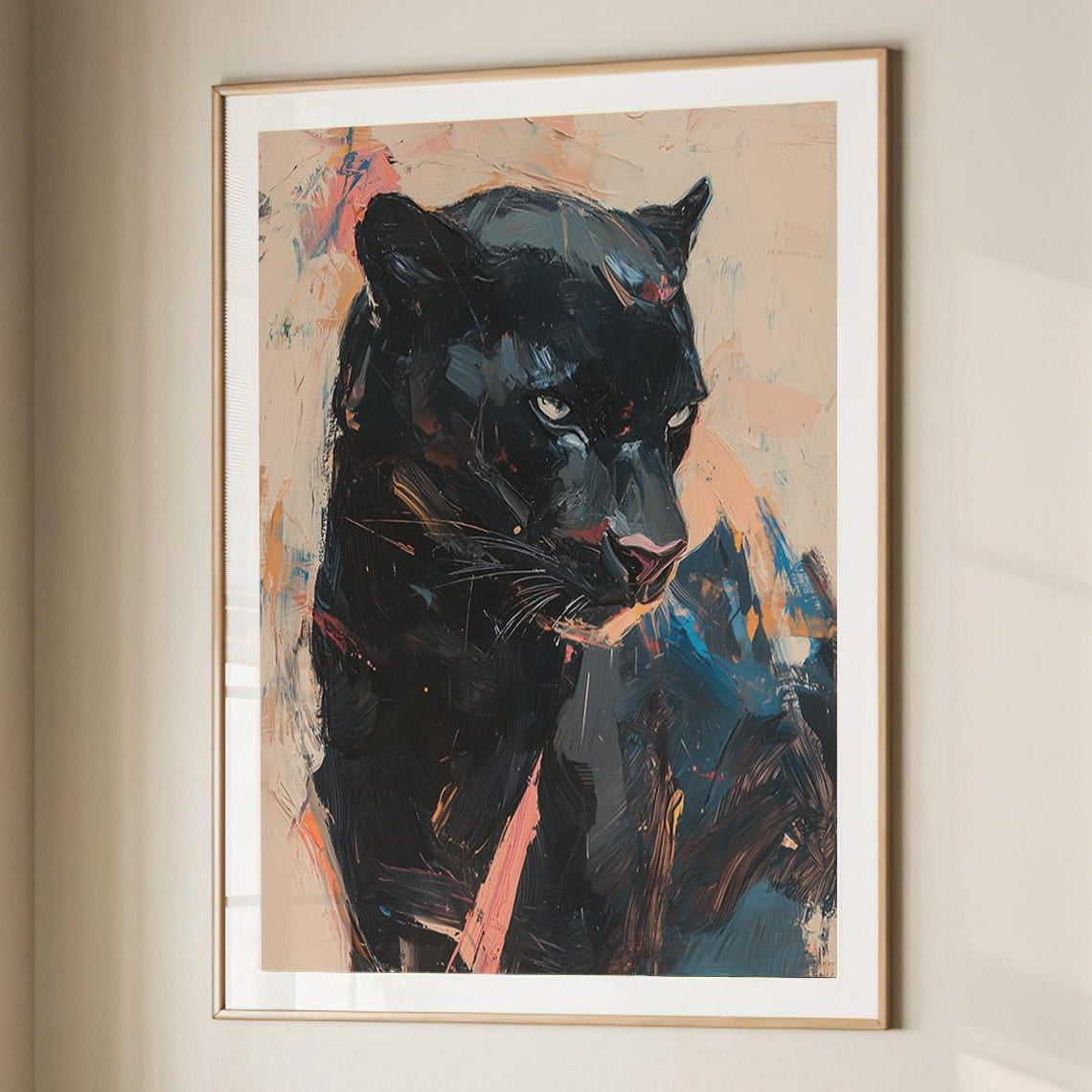 Black Panther Abstract Maximalist Eclectic Animal Portrait Print ...