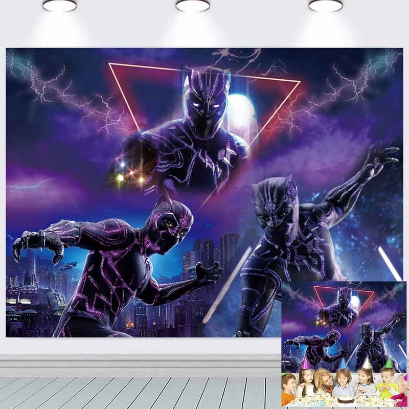 Black Panther Backdrop Banner Party Supplies Post Birthday Decorations ...