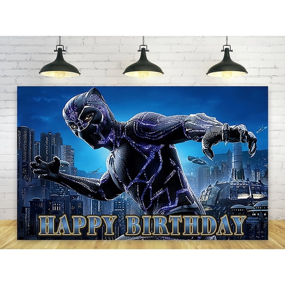 Black Panther Birthday Anime Theme Backdrops Banner Birthday Party ...