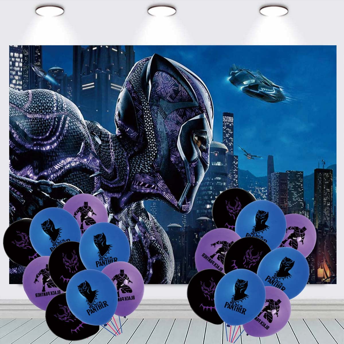 Black Panther Birthday Balloons Party Supplies Banner Backdrop ...