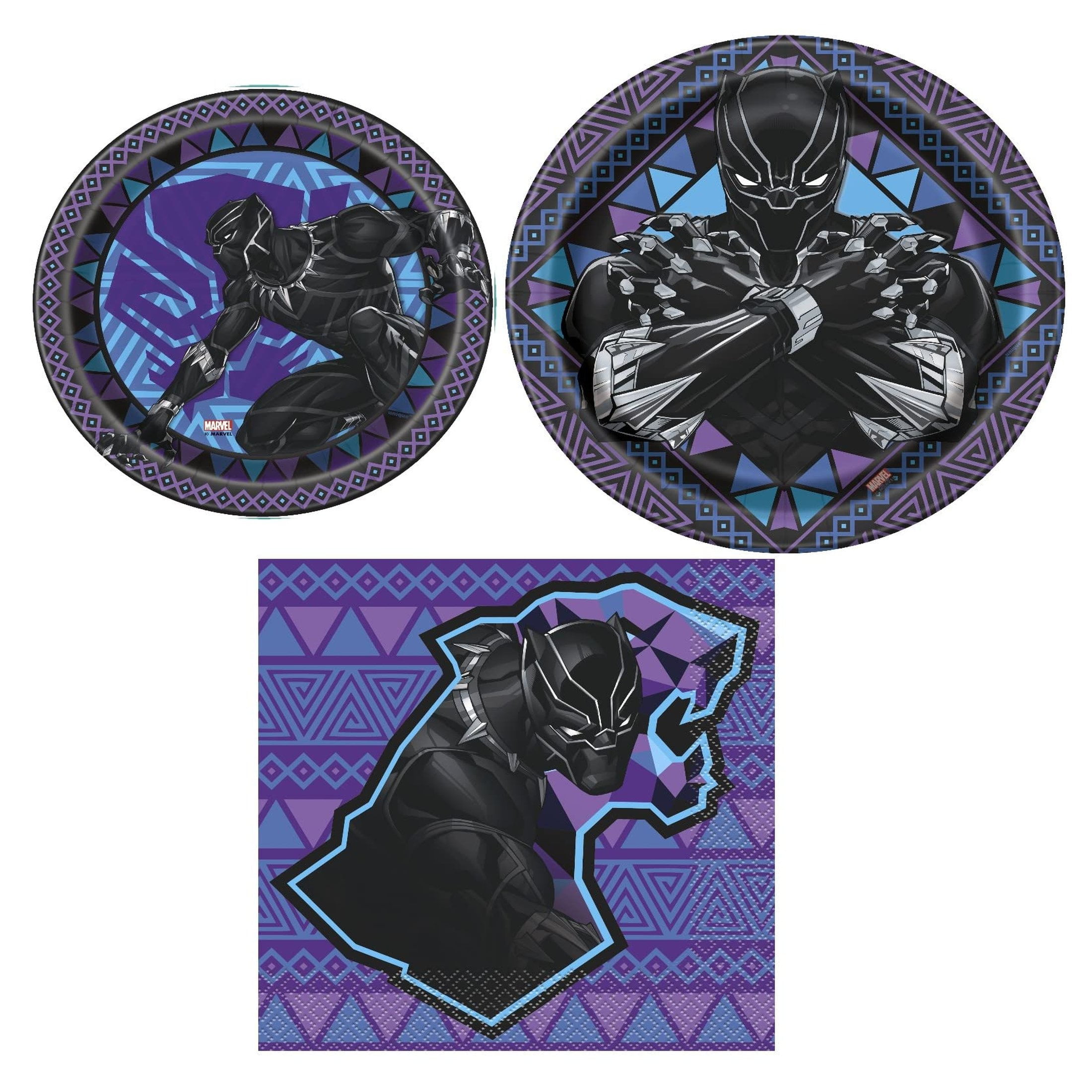 Black Panther Birthday Celebration Set - 8 Dinner Plates, 8 Dessert ...