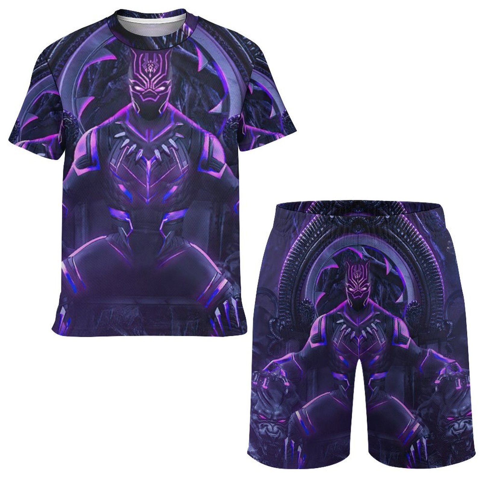 Black Panther Boys Short Sleeve Mesh T-Shirt And Shorts Outfit Set ...