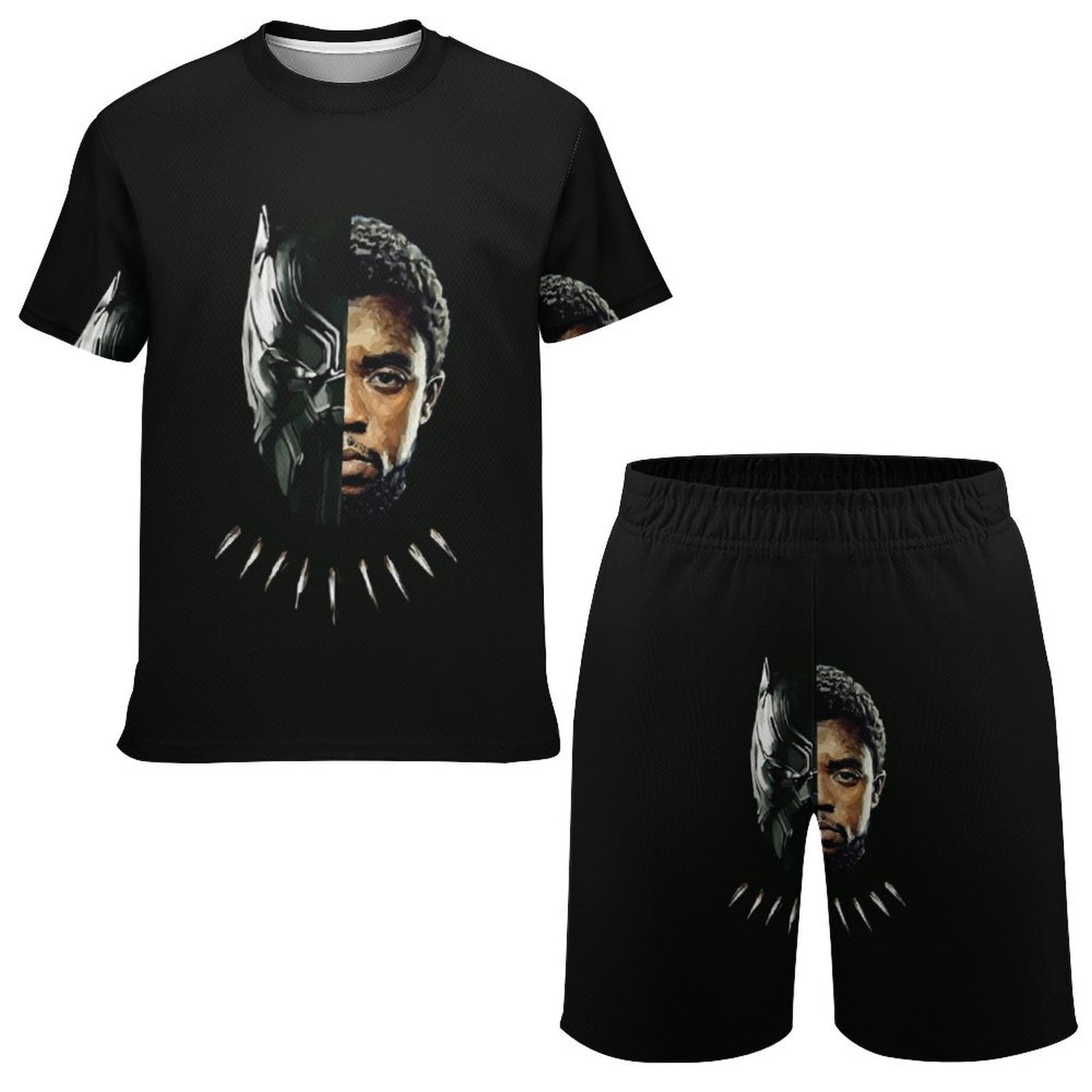 Black Panther Boys Short Sleeve Mesh T-Shirt And Shorts Outfit Set ...