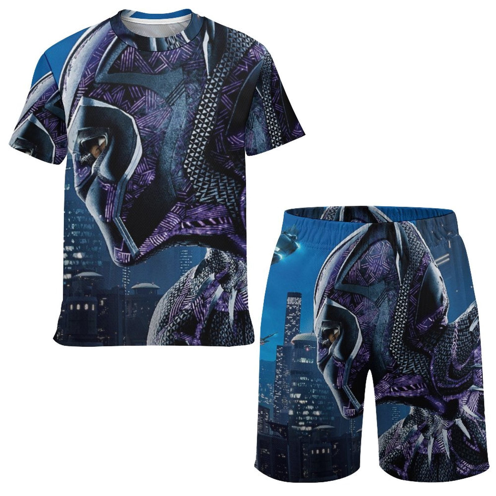 Black Panther Boys Short Sleeve Mesh T-Shirt And Shorts Outfit Set ...