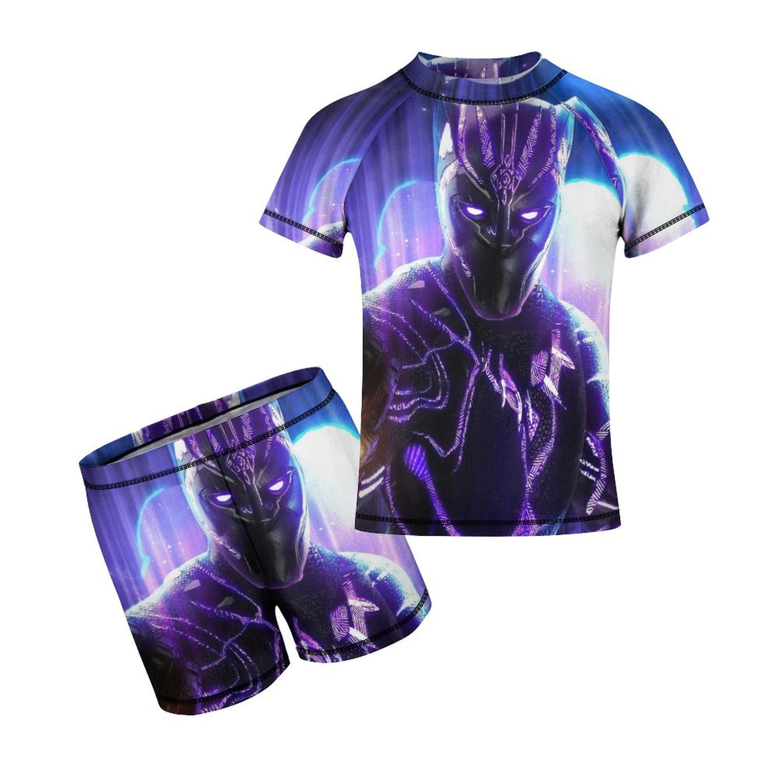 Black Panther Boys Two Piece Swimsuit Kids Swimwear Set Short Sleeve ...