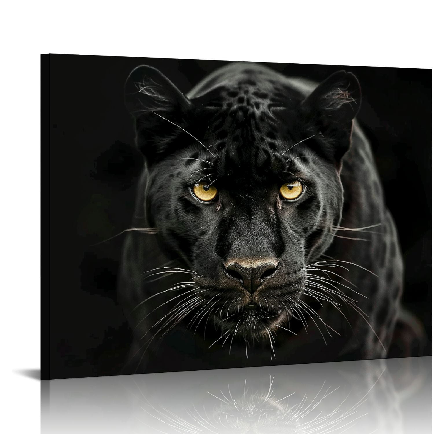 Black Panther Canvas Wall Art Black and White Animal Painting Wildlife ...