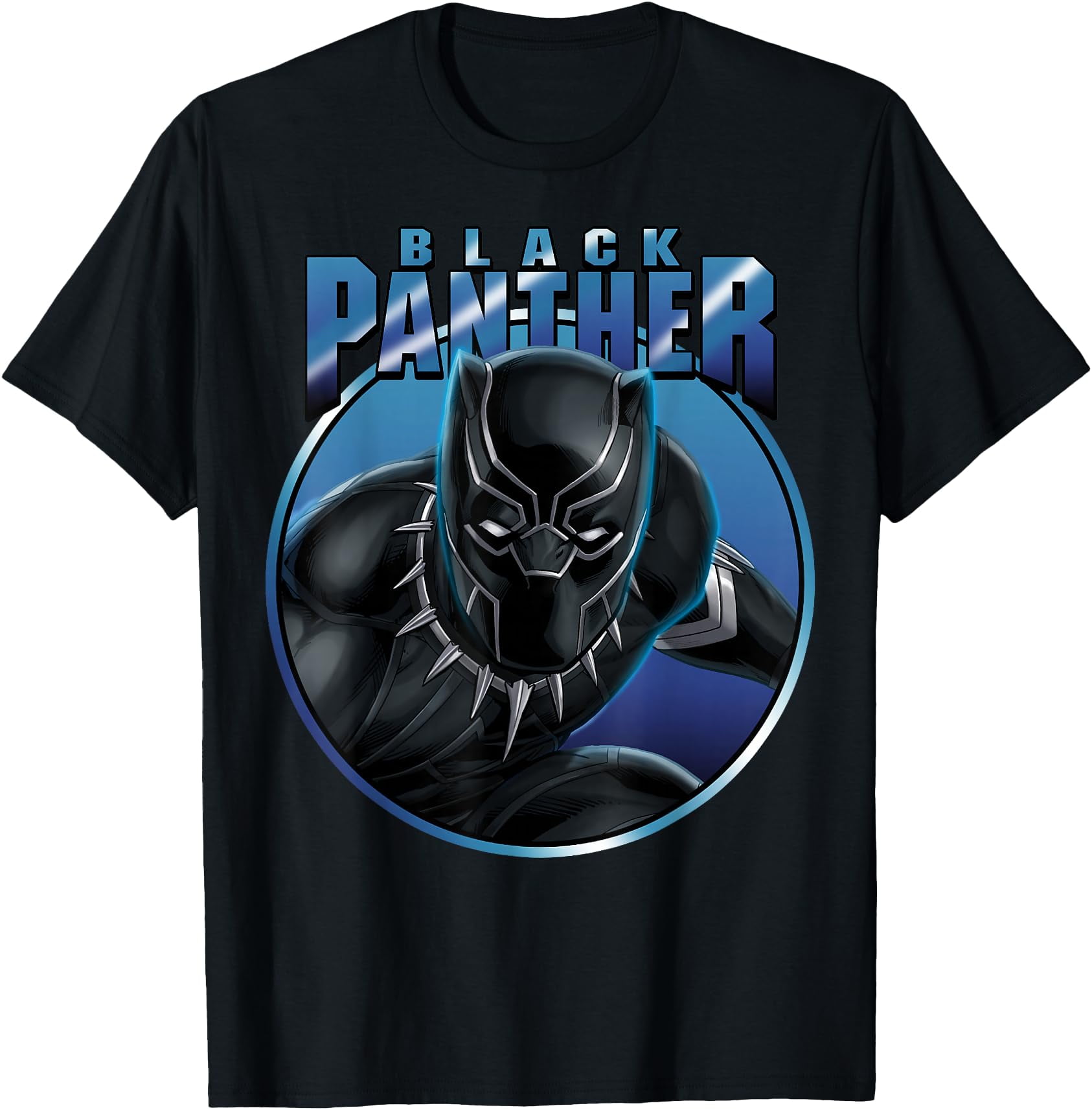Black Panther Circle Portrait DTG Print Unisex T-Shirt,Black Color,Size ...