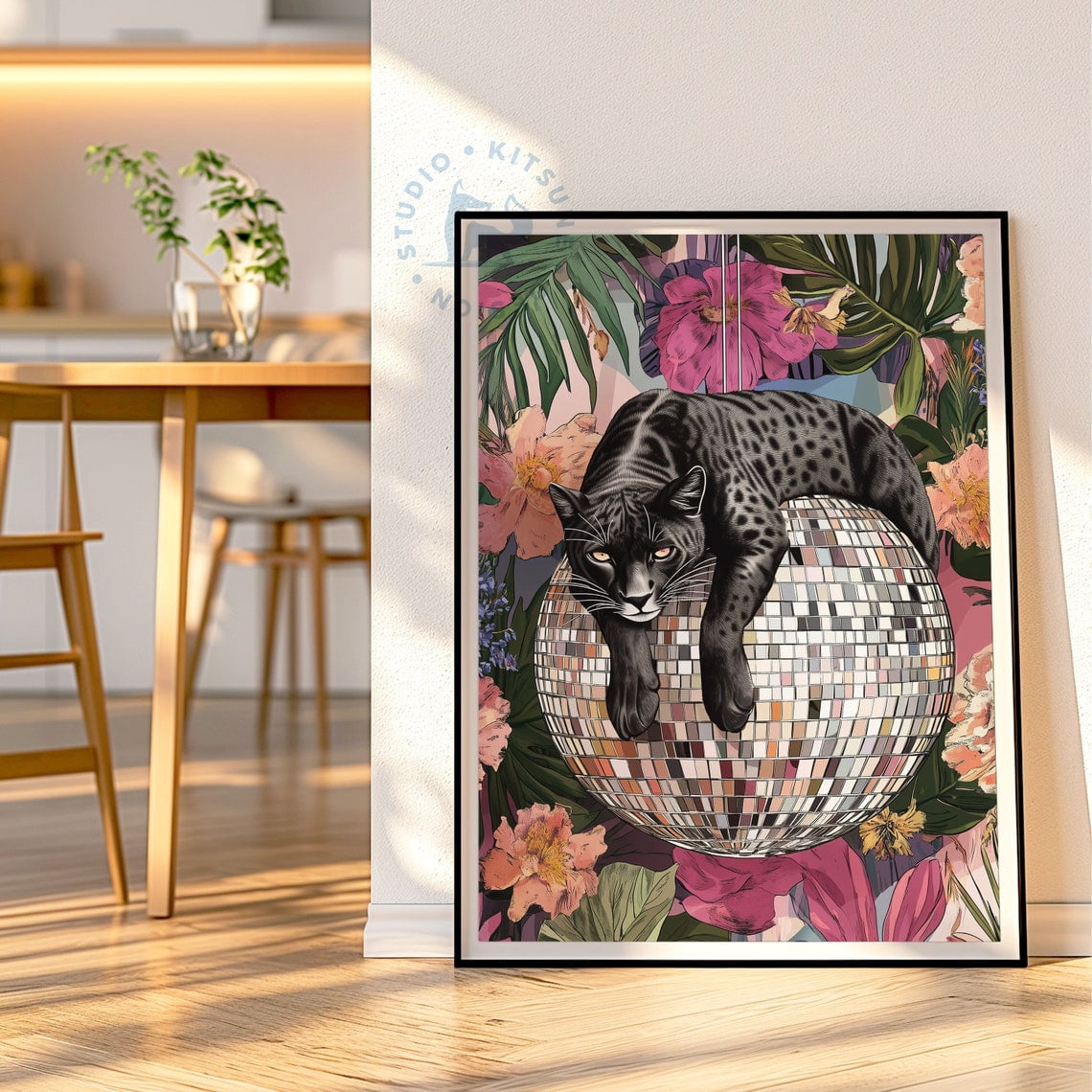 Black Panther Disco Ball Jungle Cat Lover Art, Unframed Paper Print ...