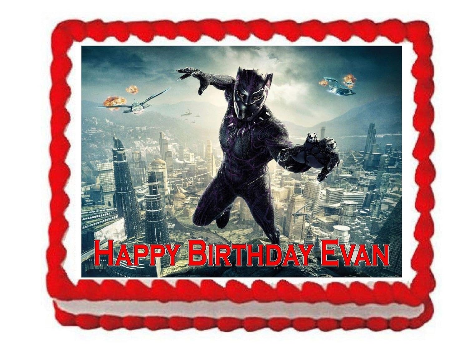 Black Panther Edible Cake Topper Sugar 1/4 Sheet Cake Decoration Image ...