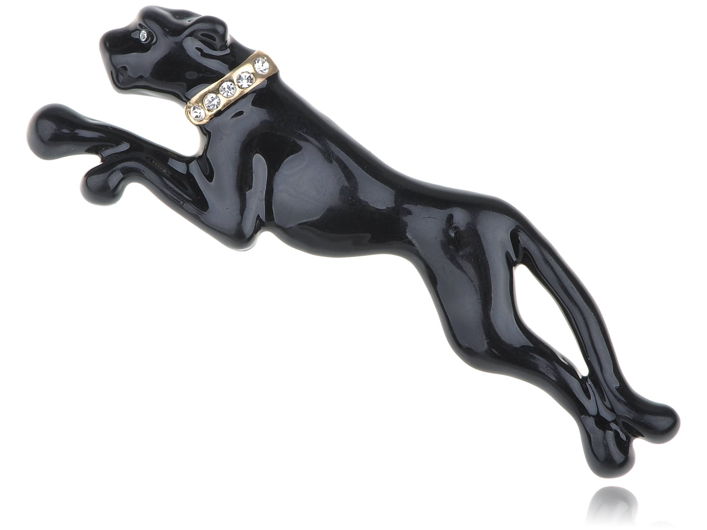 Black Panther Enamel Hound Golden Collar Jeweled Crystal Rhinestone Pin ...