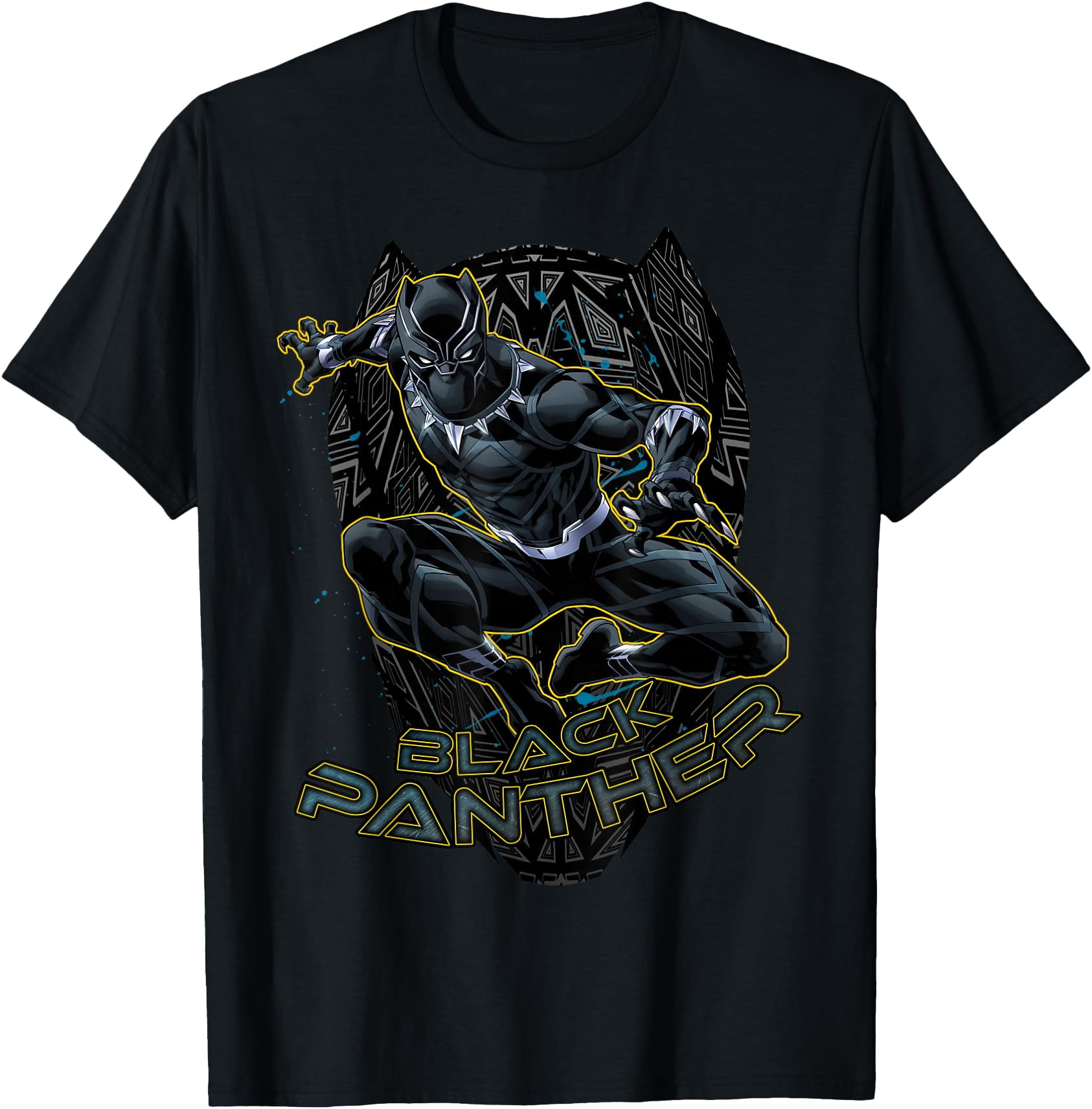 Black Panther Gold Trimmed Pounce Graphic DTG Print Unisex T-Shirt ...