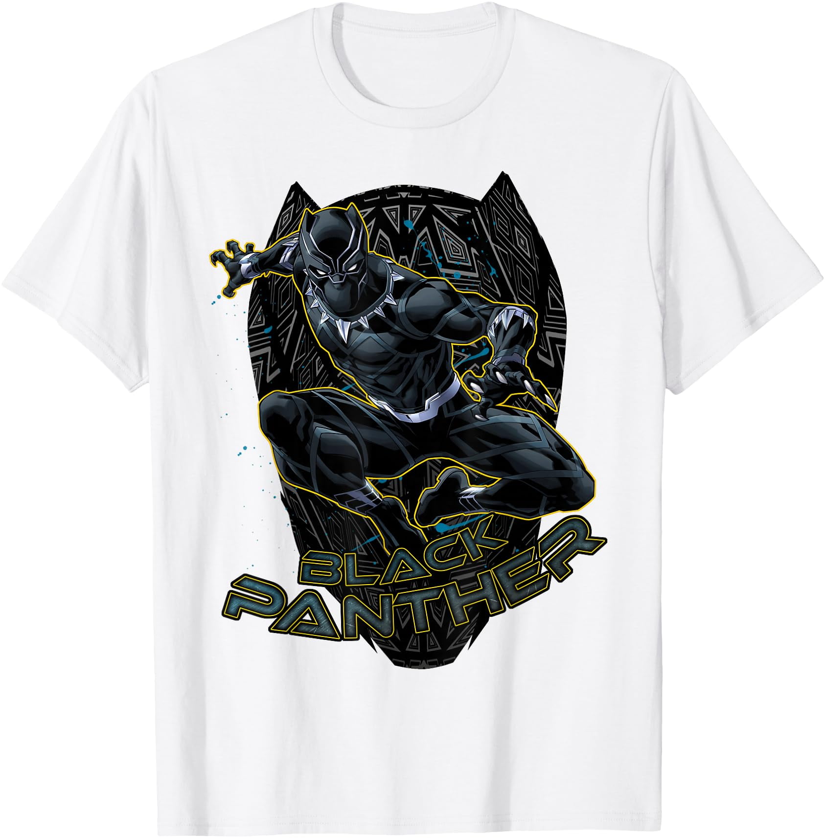 Black Panther Gold Trimmed Pounce Graphic DTG Print Unisex T-Shirt ...