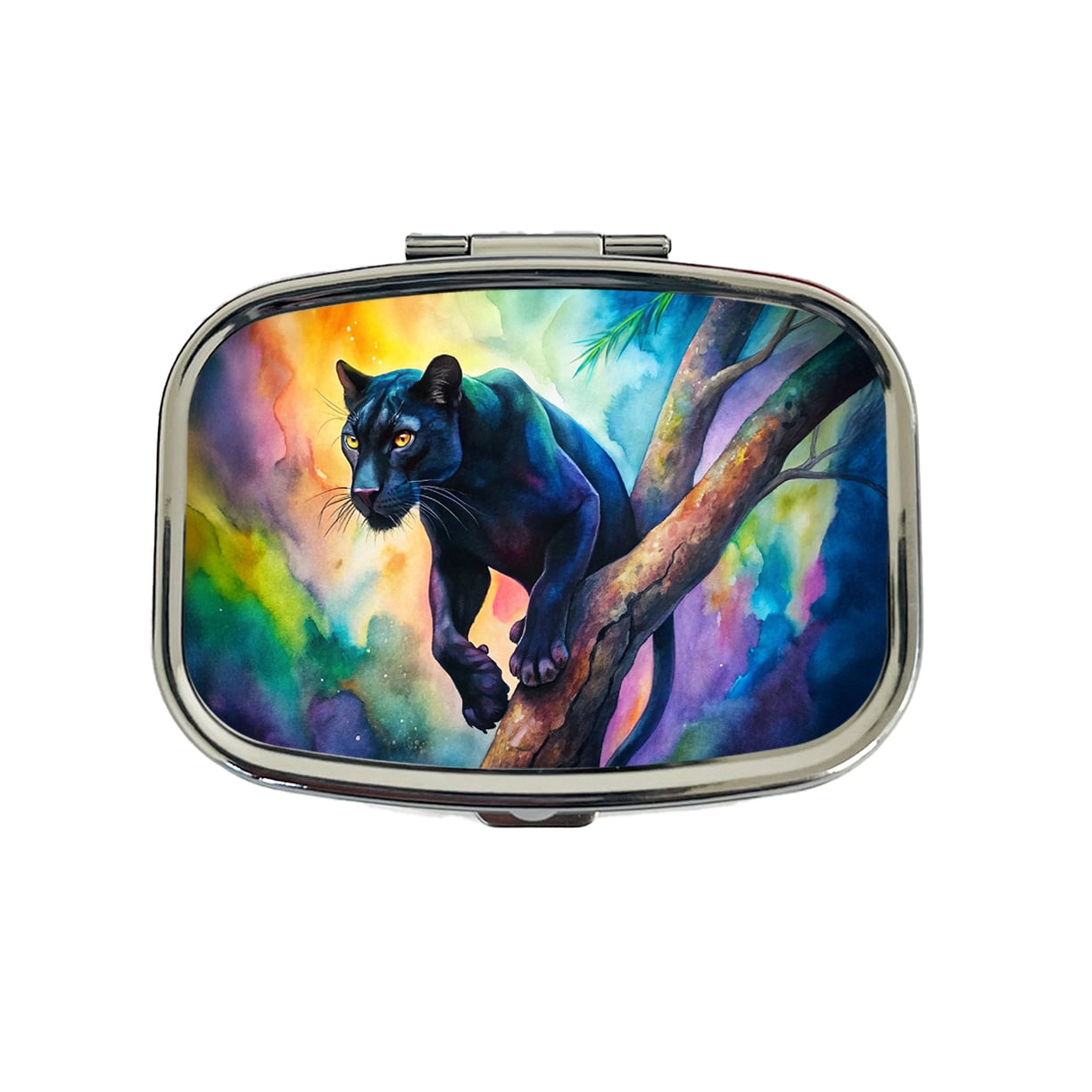 Black Panther In Tree Watercolor Small Travel Handbag Pill Box Case ...