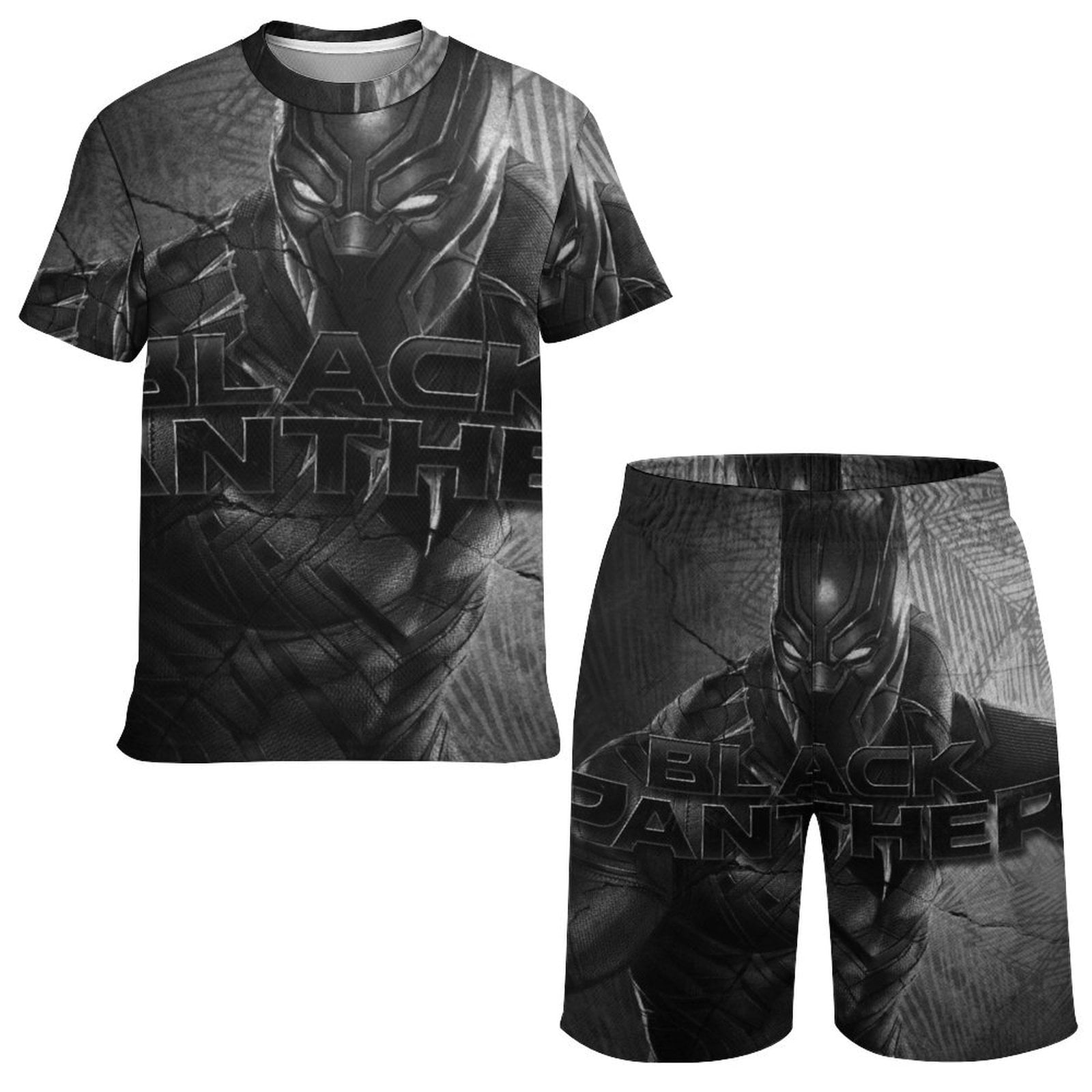 Black Panther Kids Short Sleeve Mesh T-Shirt And Shorts Outfit Set ...