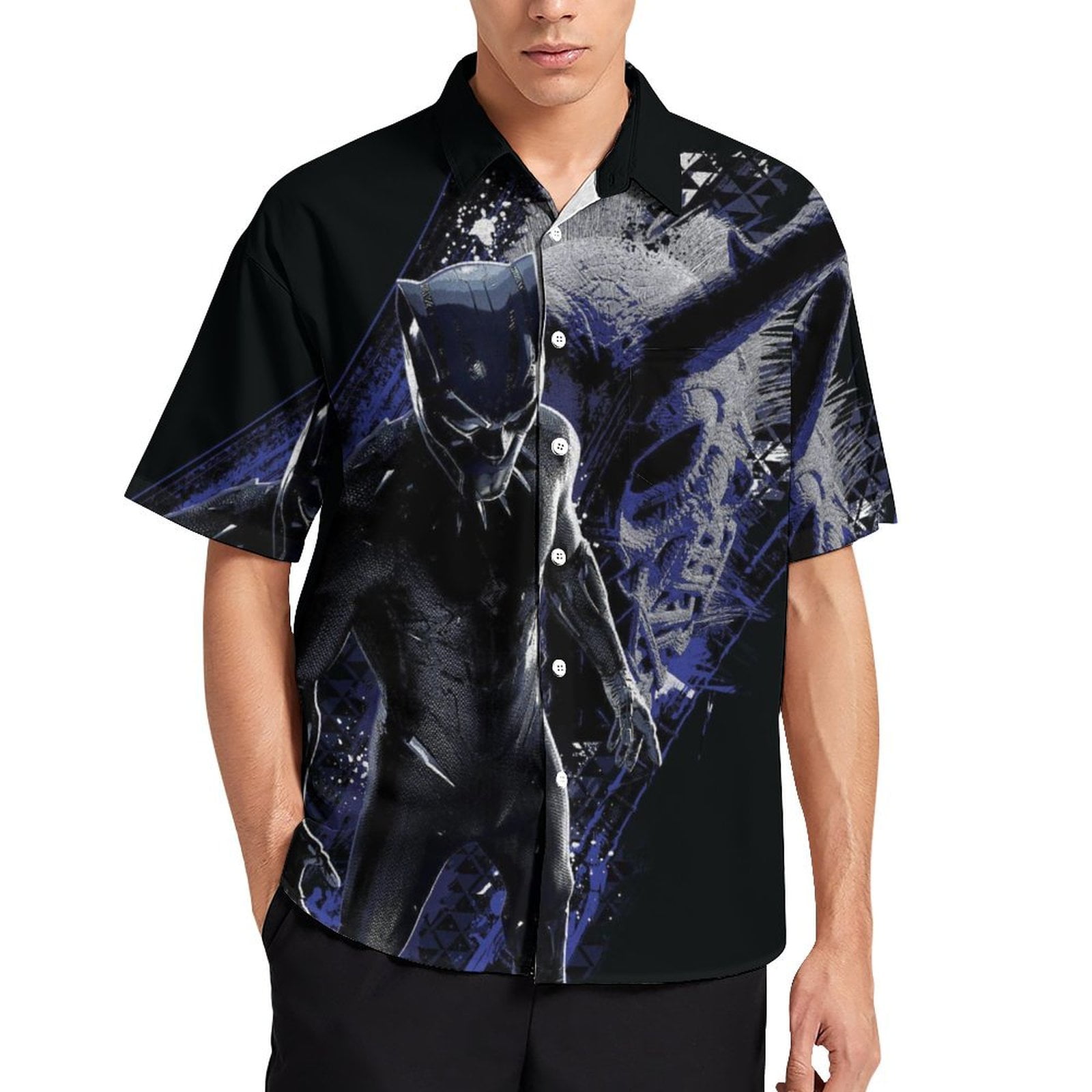 Black Panther Men's Hawaiian Shirt Short Sleeve Casual Summer Beach ...
