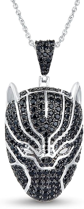 Black Panther Men's Pendant 2.00 CT Round Cut Black Simulated Diamond ...