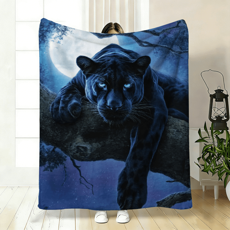 Black Panther Night Theme Custom Name Flannel Blanket, 280GSM Soft ...
