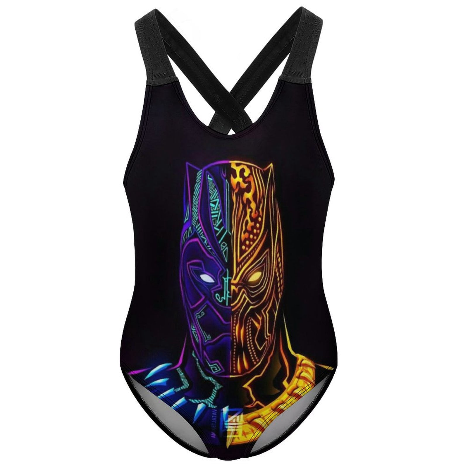 Black Panther One Piece Swimsuit for Girls Crewneck Sleeveless Back ...