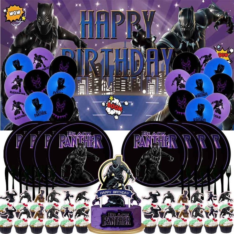 Black Panther Party Supplies Decor Cake Topper Birthday Backdrop ...