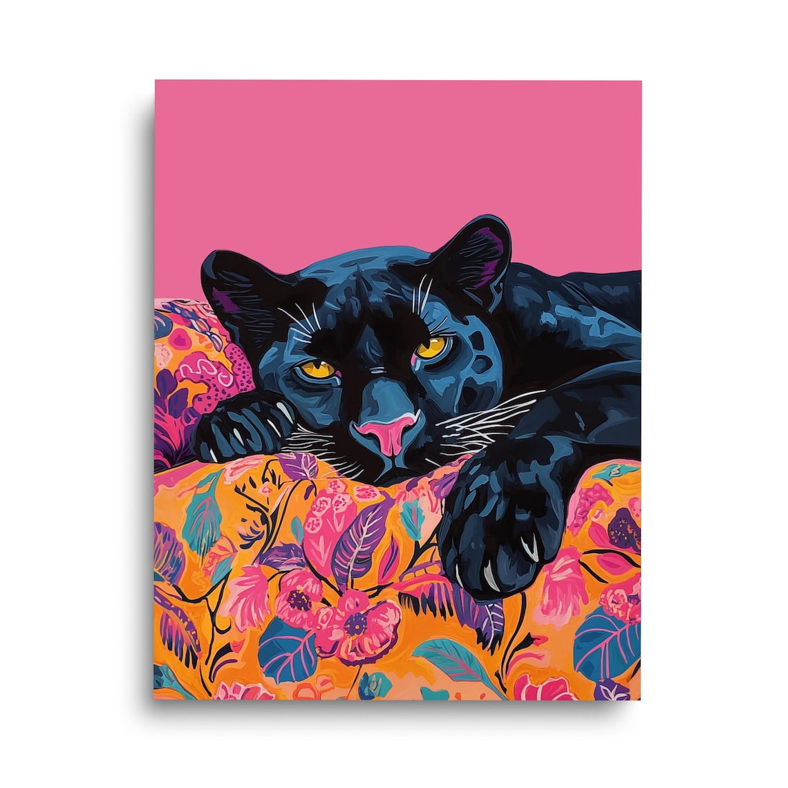 Black Panther Print, Retro Wildlife Wall Art, Jungle Big Cat Art ...