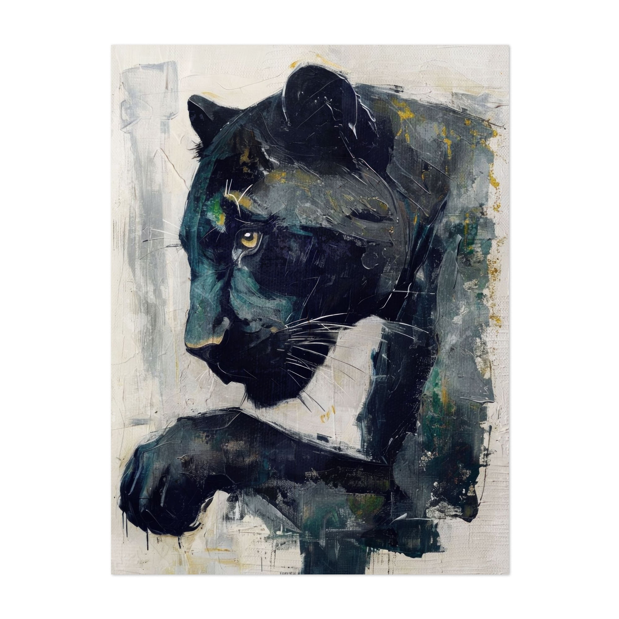 Black Panther Profile - Abstract Digital Oil Expression of Strength and ...