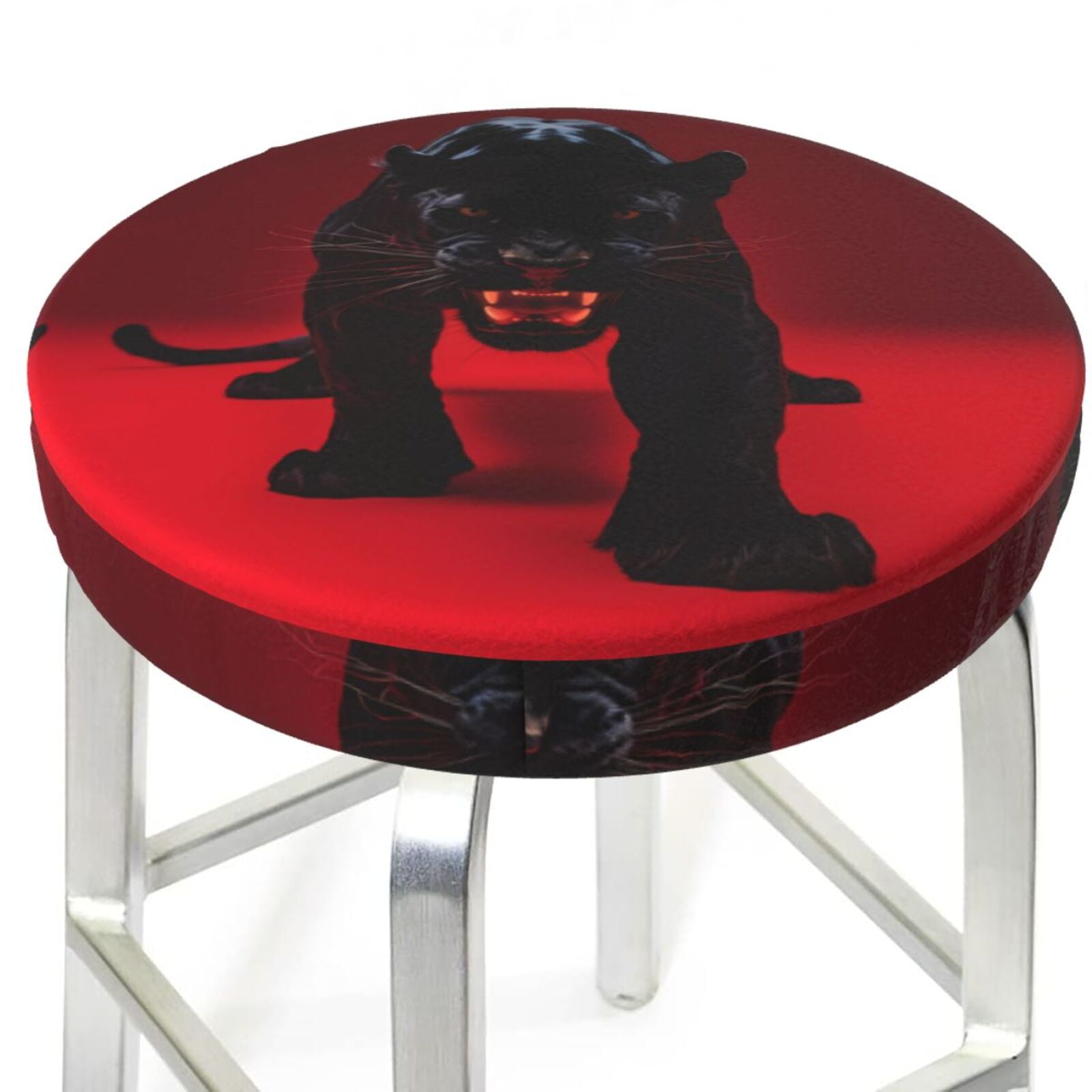 Black Panther Red Background Bar Stool Covers Round - Soft Anti-Slip ...