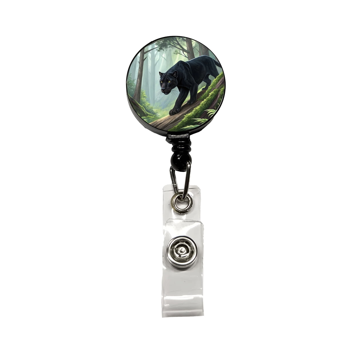 Black Panther Stalking Prey Retractable Reel ID Badge Key Card Name Tag ...