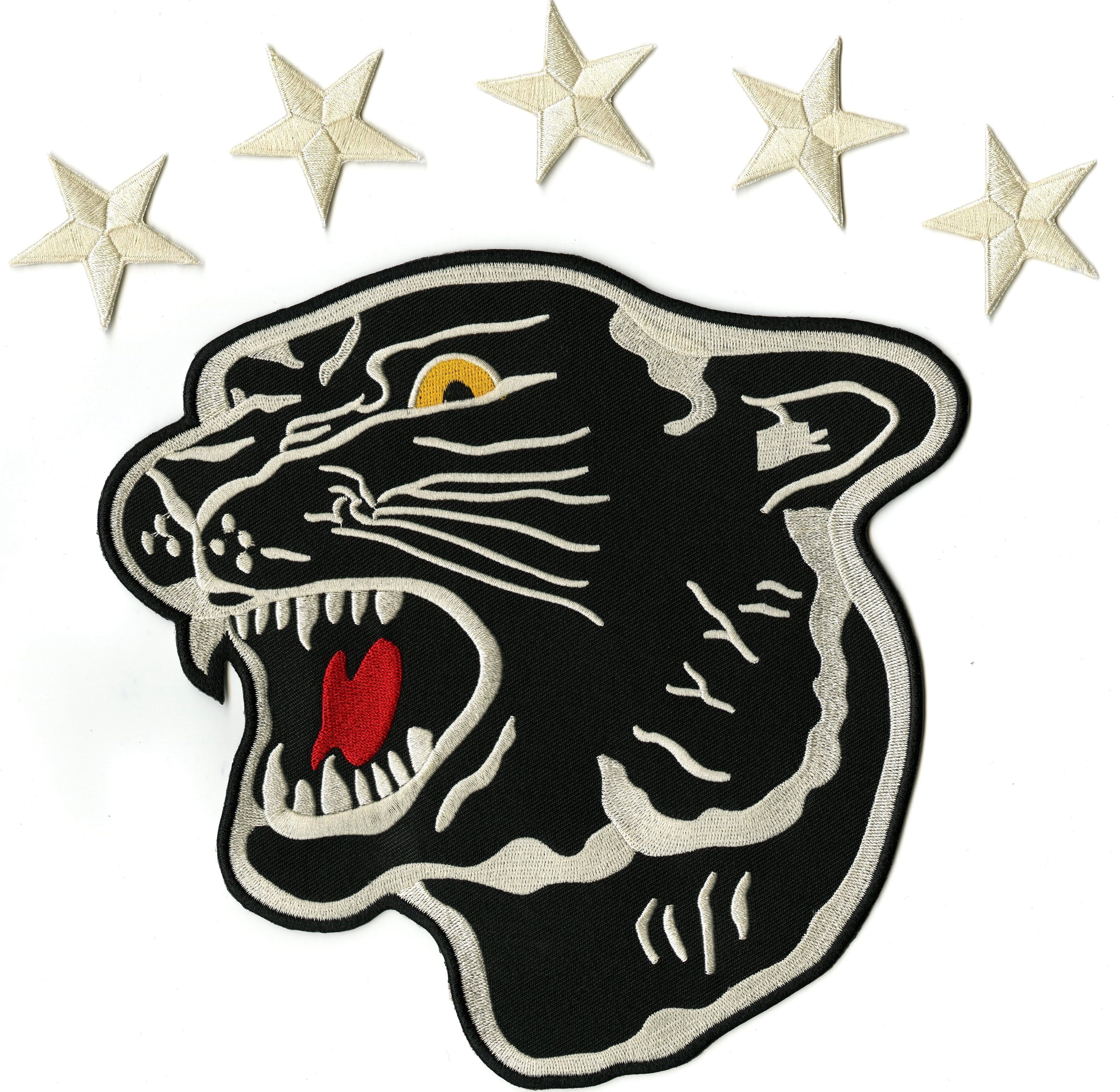 Black Panther & Star Patches 8" | Embroidered Spirit Animal Designer ...