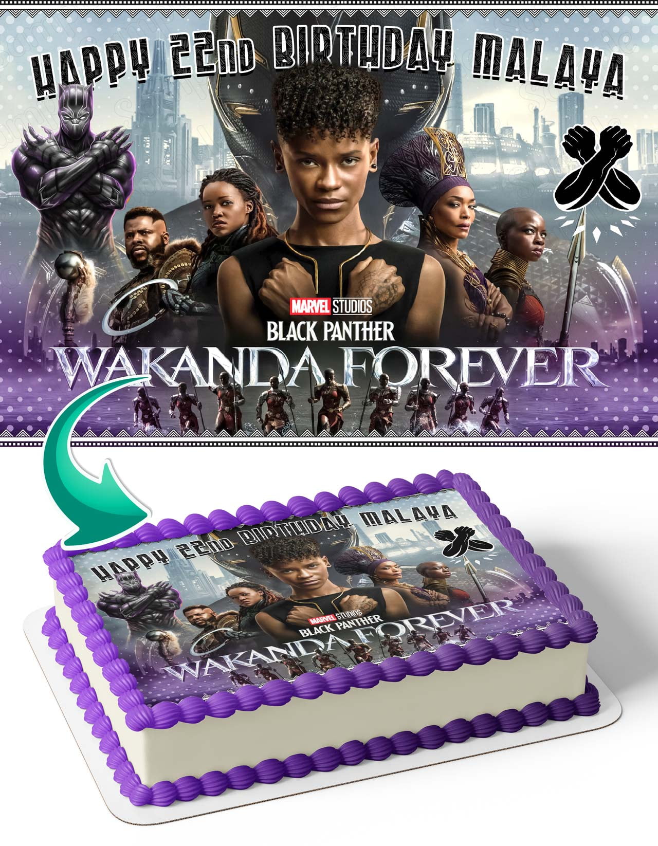 Black Panther Wakanda Forever FR Edible Image Cake Topper Birthday ...
