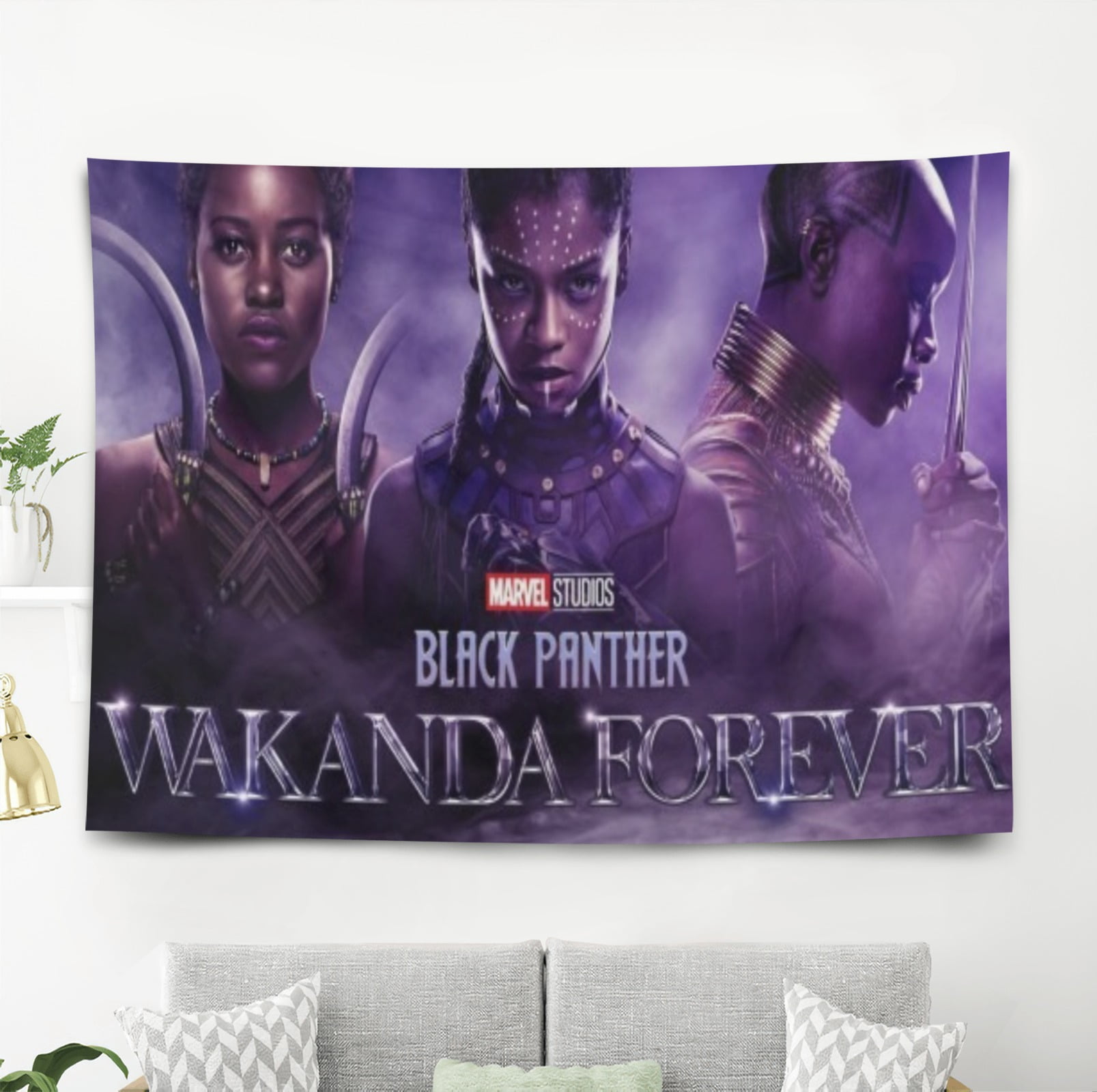 Black Panther Wakanda Forever Tapestry Gift Wall Hanging Backdrop for ...