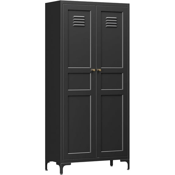 Black Pantry Storage Cabinet 61-Inch High Cupborad Storage Cabinets ...