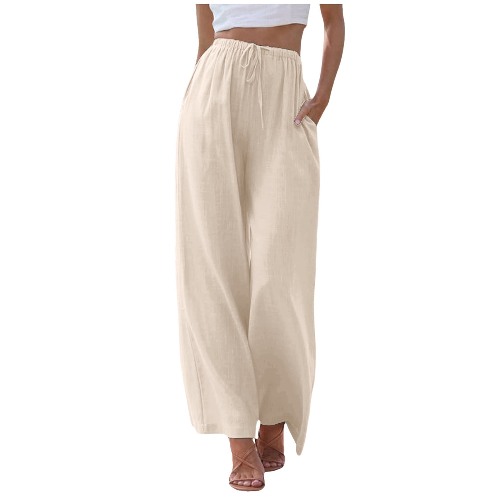 Black Pants Women Wide Leg Casual Pants for Women plus Size Linen ...