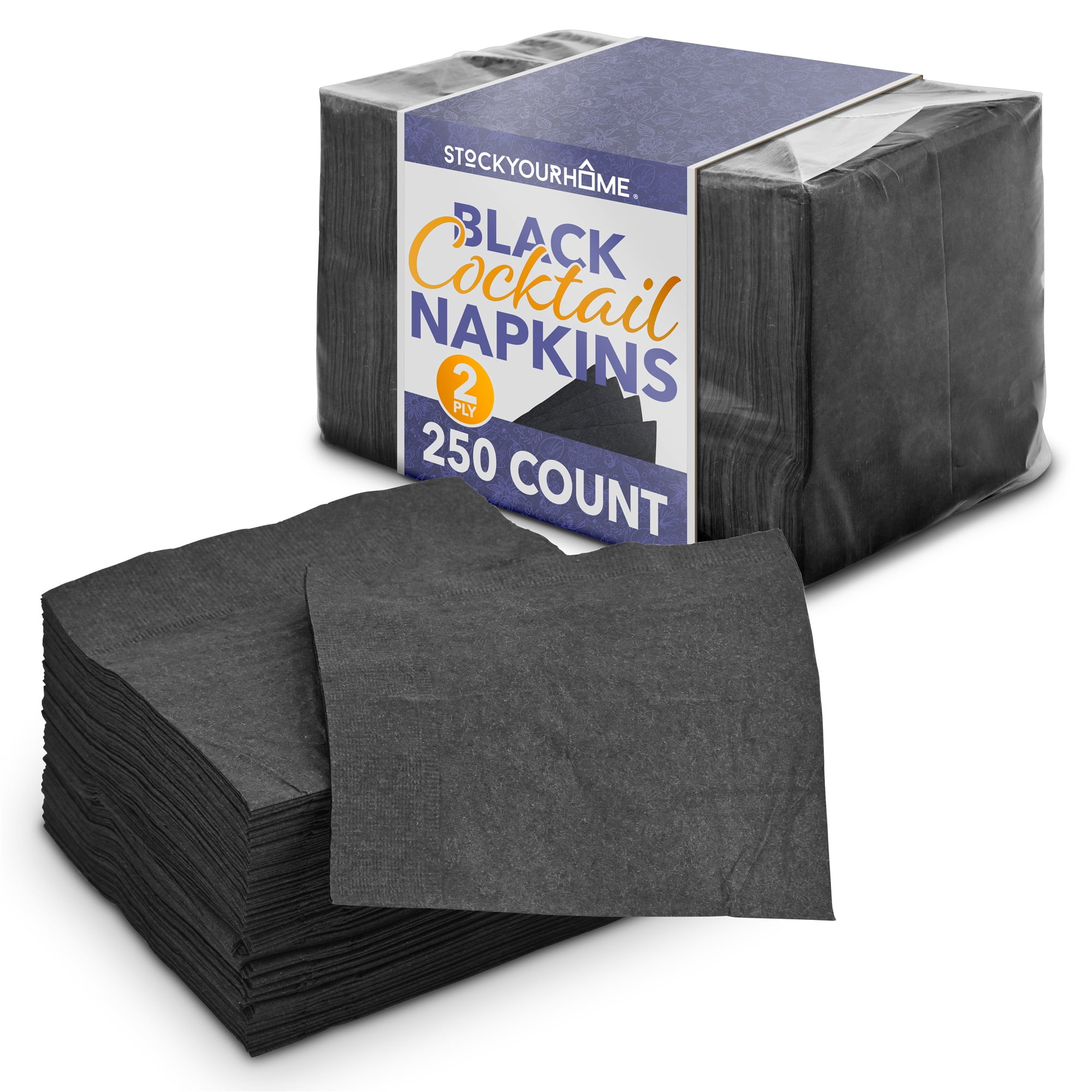 Black Paper Cocktail Napkins Bulk (250-Count), Small Black Beverage ...
